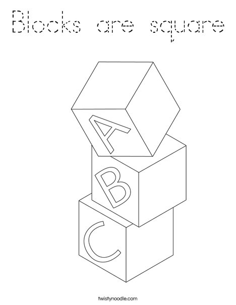 Blocks are square Coloring Page - Tracing - Twisty Noodle
