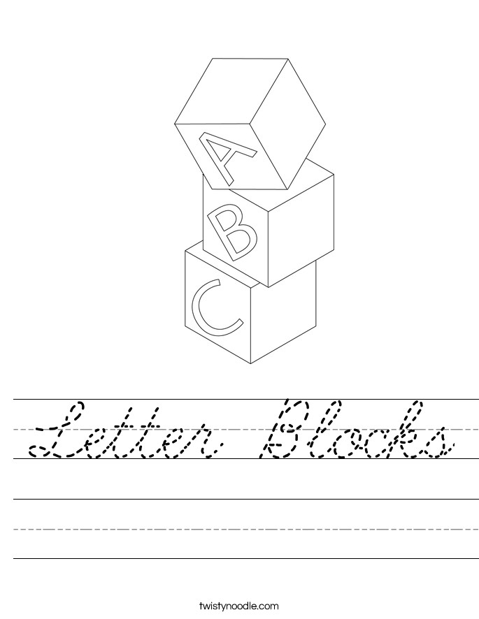 Letter Blocks Worksheet - Cursive - Twisty Noodle