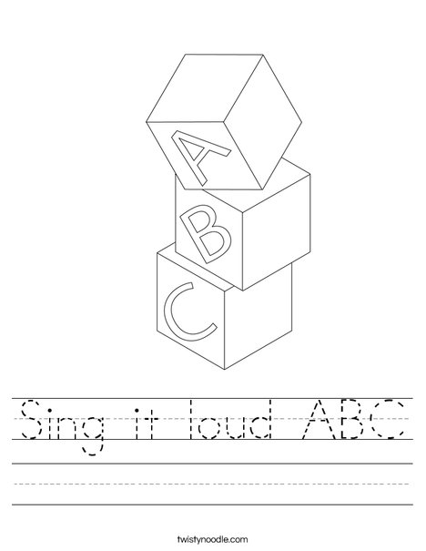 Sing it loud ABC Worksheet - Twisty Noodle Sing it loud ABC Worksheet - Twisty Noodle
