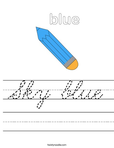 Sky blue Worksheet - Cursive - Twisty Noodle