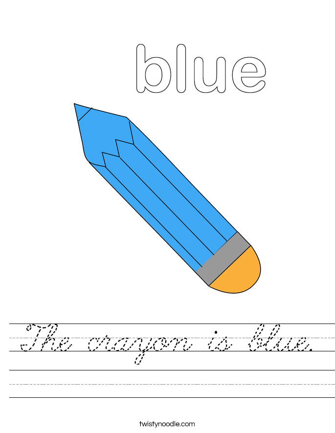 The crayon is blue Worksheet - Cursive - Twisty Noodle