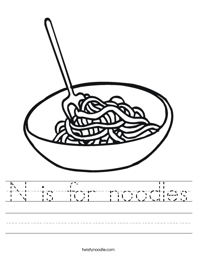 N is for noodles Worksheet - Twisty Noodle N is for noodles Worksheet - Twisty Noodle