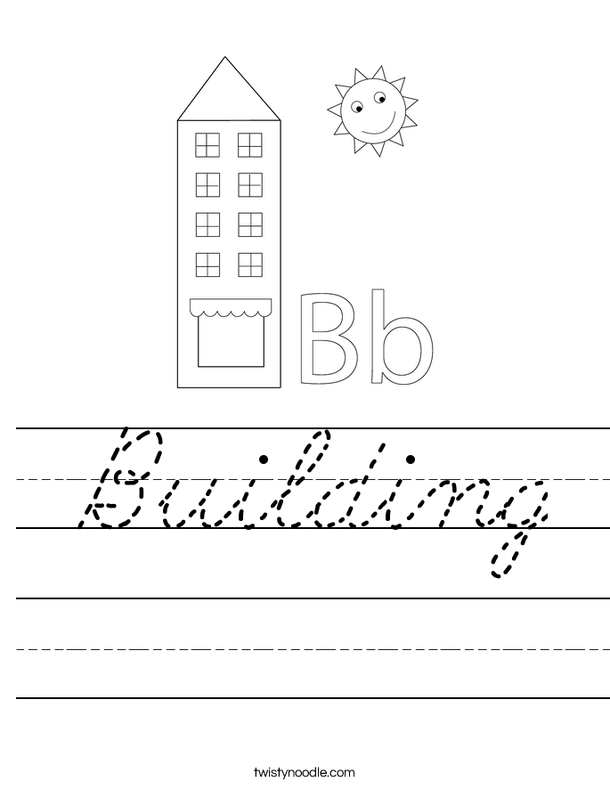 Building Worksheet - Cursive - Twisty Noodle