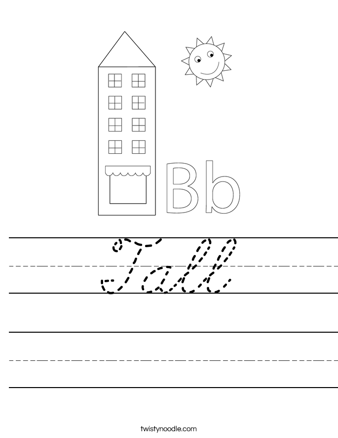 Tall Worksheet - Cursive - Twisty Noodle