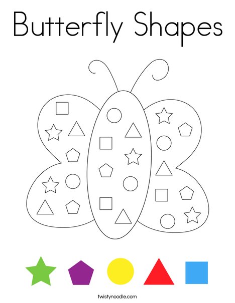 Butterfly Shapes Coloring Page - Twisty Noodle Butterfly Shapes Coloring Page - Twisty Noodle