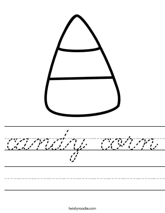 candy corn Worksheet - Cursive - Twisty Noodle