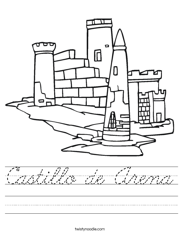 Castillo de Arena Worksheet - Cursive - Twisty Noodle