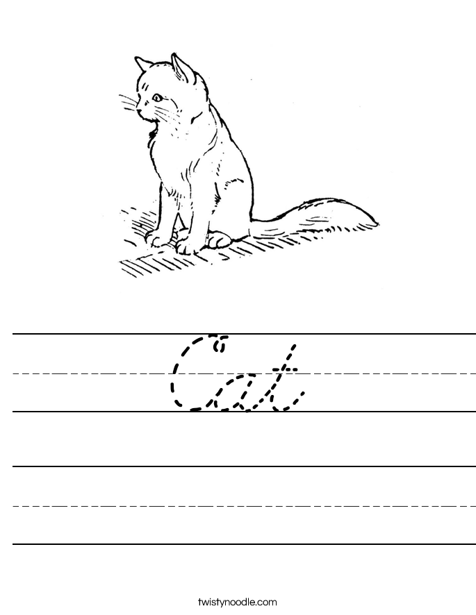 Cat Worksheet Cursive Twisty Noodle cat-worksheet-cursive-twisty-noodle