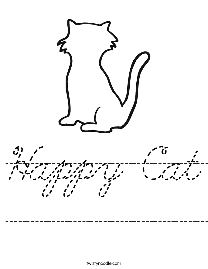 Happy Cat Worksheet Cursive Twisty Noodle Happy Cat Worksheet Cursive Twisty Noodle