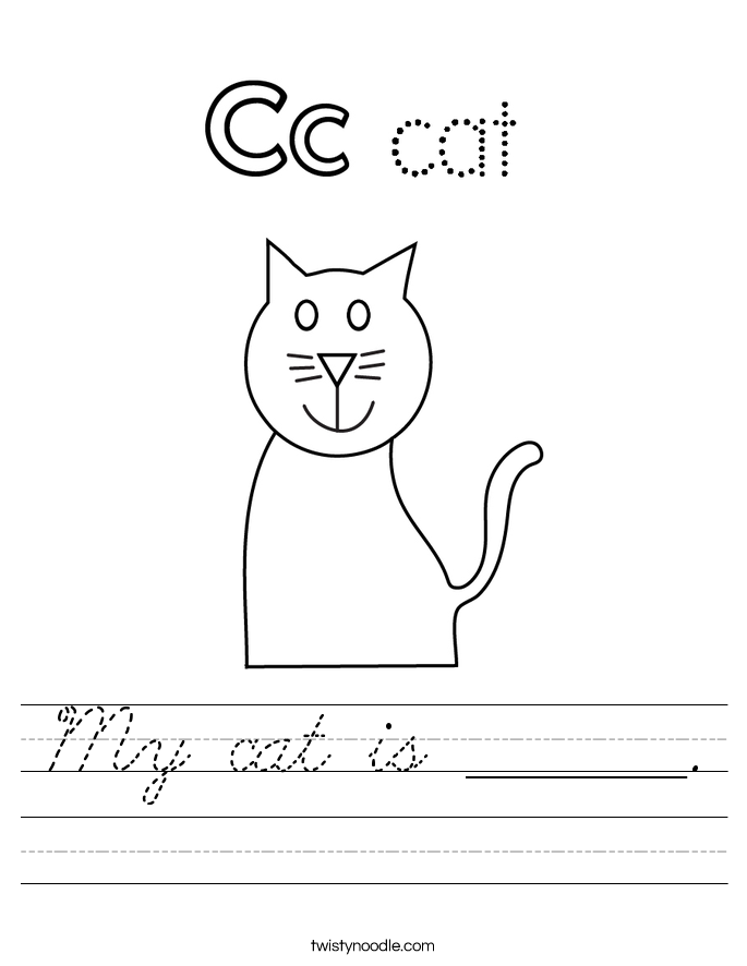 My Cat Is Worksheet Cursive Twisty Noodle my-cat-is-worksheet-cursive-twisty-noodle