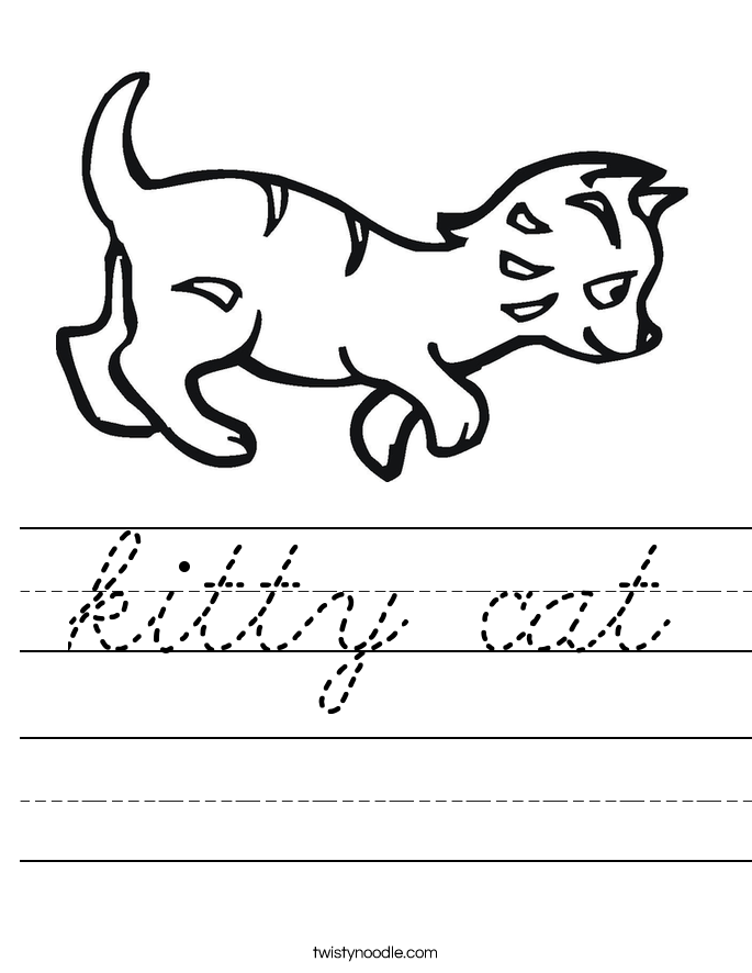 Kitty Cat Worksheet Cursive Twisty Noodle Kitty Cat Worksheet Cursive Twisty Noodle