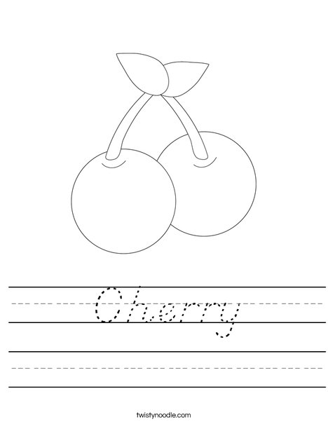 Cherry Worksheet - D'Nealian - Twisty Noodle