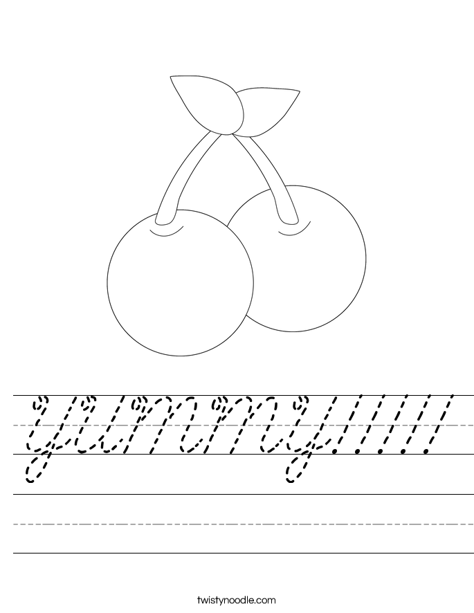 YUMMY Worksheet - Cursive - Twisty Noodle