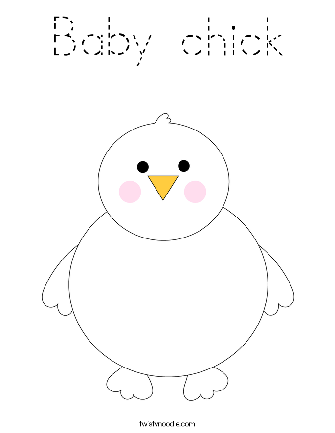 Baby chick Coloring Page - Tracing - Twisty Noodle