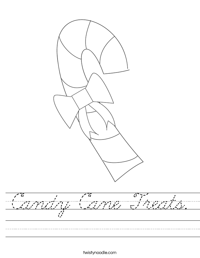 Candy Cane Treats Worksheet - Cursive - Twisty Noodle