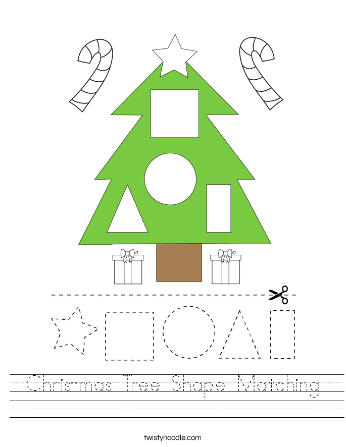 Christmas Tree Shape Matching Worksheet Twisty Noodle