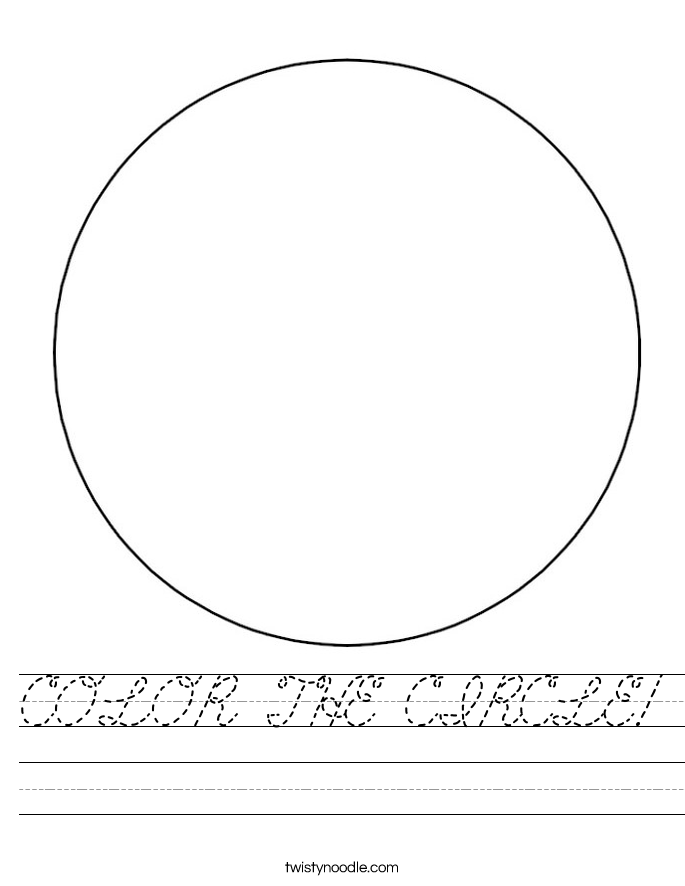 COLOR THE CIRCLE Worksheet - Cursive - Twisty Noodle