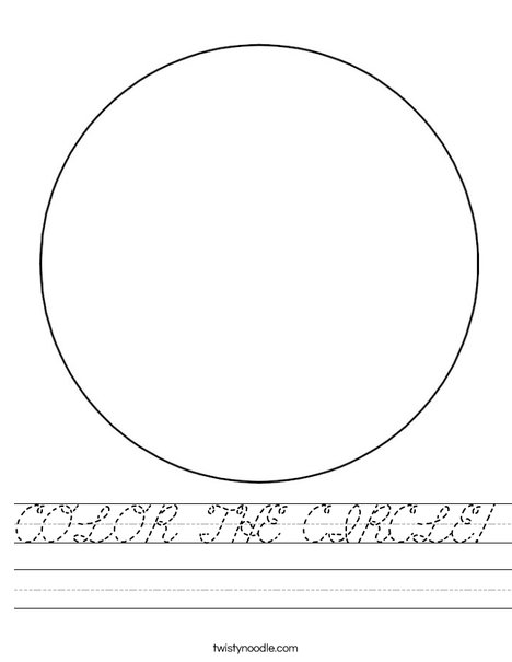 COLOR THE CIRCLE Worksheet - Cursive - Twisty Noodle