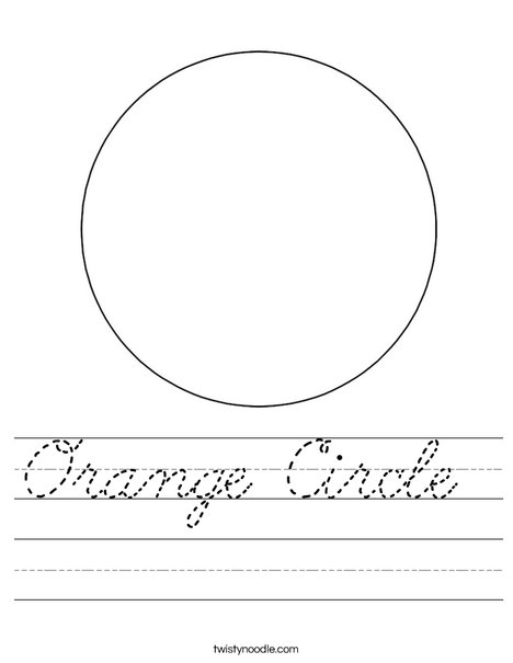 Orange Circle Worksheet - Cursive - Twisty Noodle