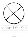 Color 1/4 Red Coloring Page - Tracing - Twisty Noodle