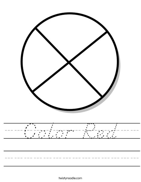 Color Red Worksheet - D'Nealian - Twisty Noodle