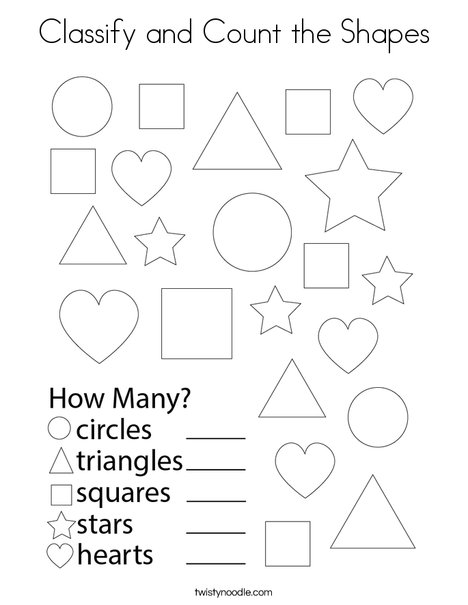 Classify and Count the Shapes Coloring Page - Twisty Noodle Classify and Count the Shapes Coloring Page - Twisty Noodle