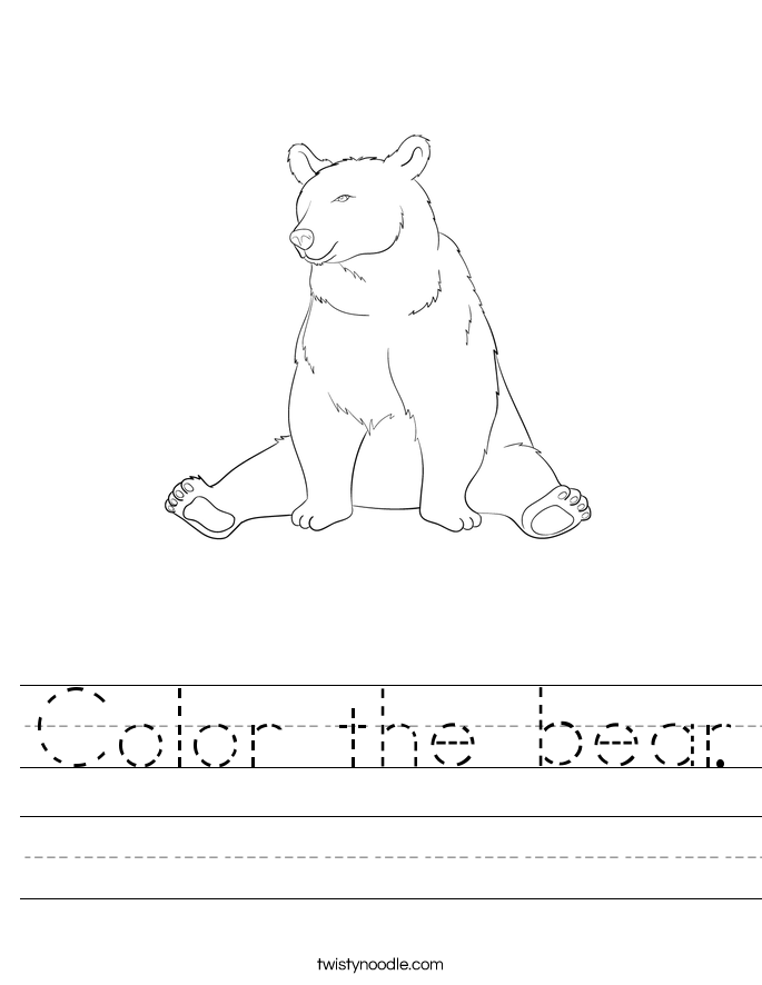 Color the bear Worksheet - Twisty Noodle