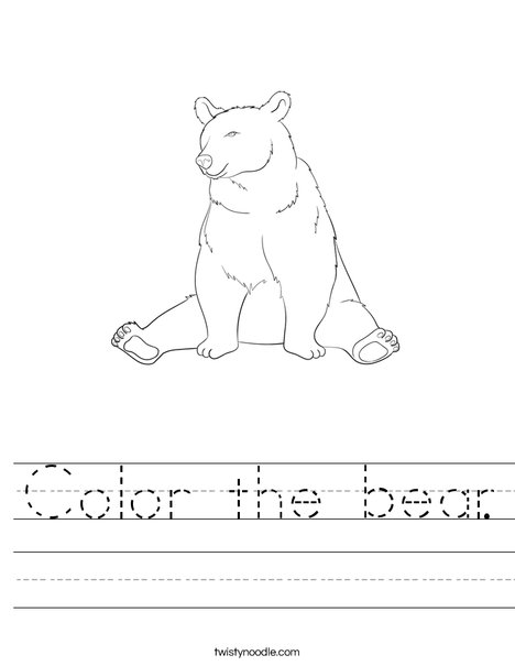 Color the bear Worksheet - Twisty Noodle
