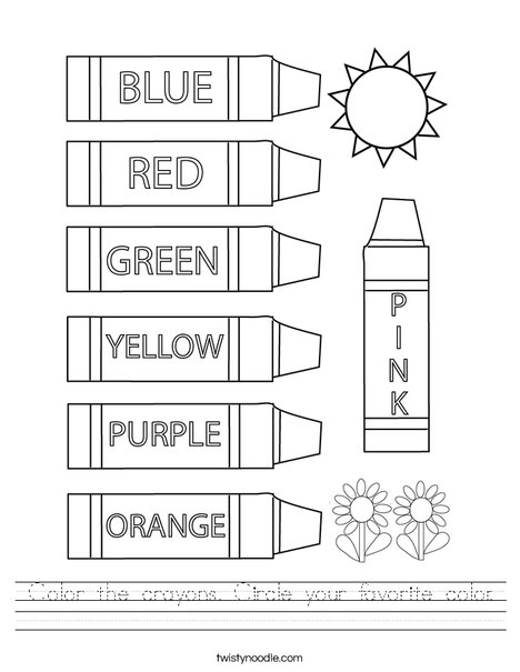 Color the crayons Circle your favorite color Worksheet - Twisty Noodle Color the crayons Circle your favorite color Worksheet - Twisty Noodle