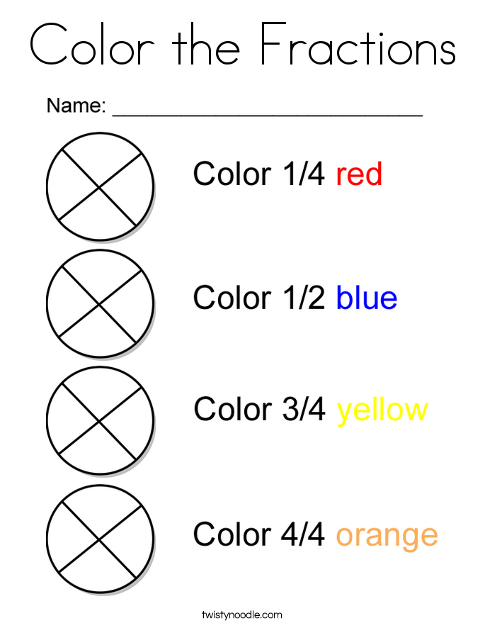 Color The Fractions Coloring Page Twisty Noodle Color The Fractions Coloring Page Twisty Noodle