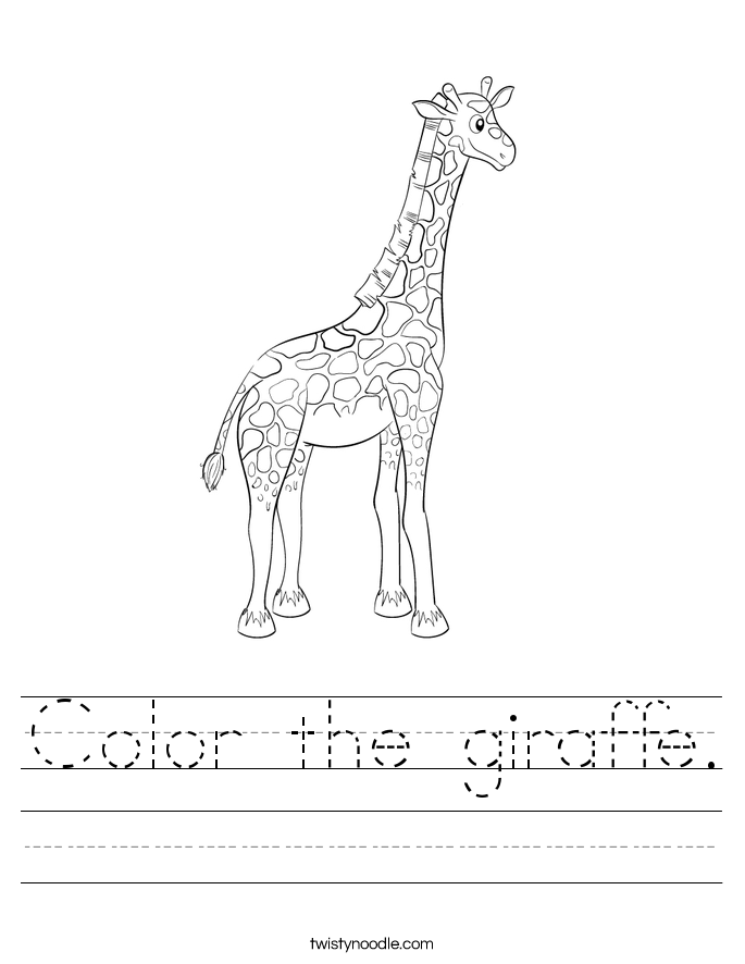 Color the giraffe Worksheet - Twisty Noodle