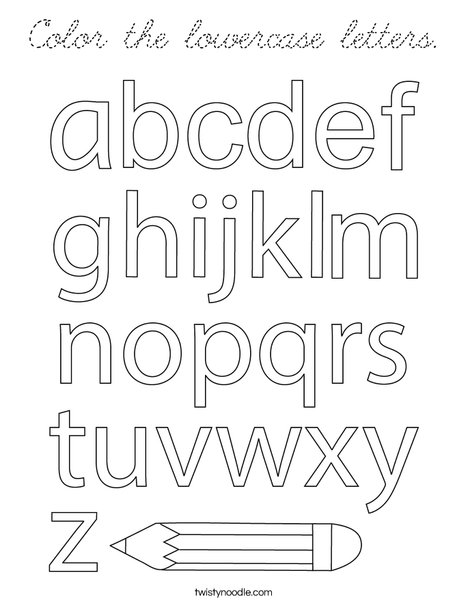 Color the lowercase letters Coloring Page - Cursive - Twisty Noodle Color the lowercase letters Coloring Page - Cursive - Twisty Noodle