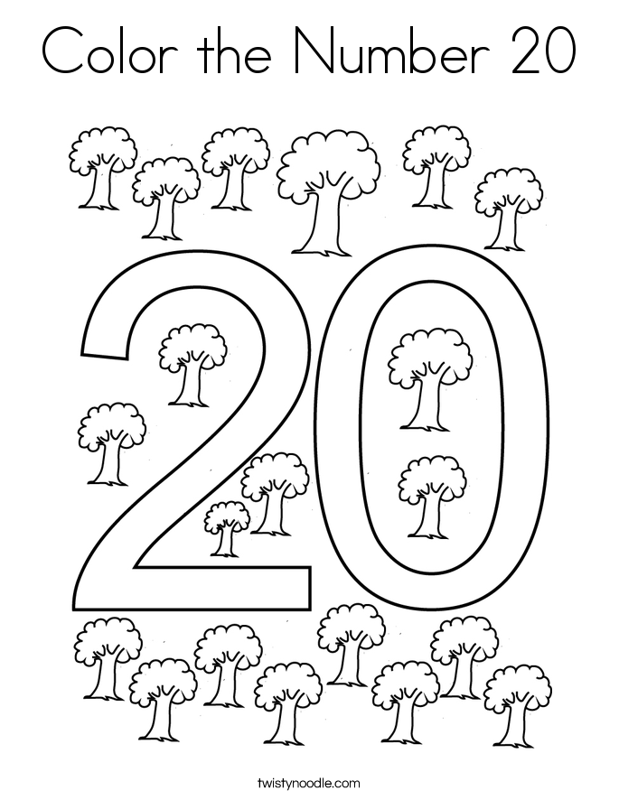 Color The Number 20 Coloring Page Twisty Noodle Color The Number 20 Coloring Page Twisty Noodle