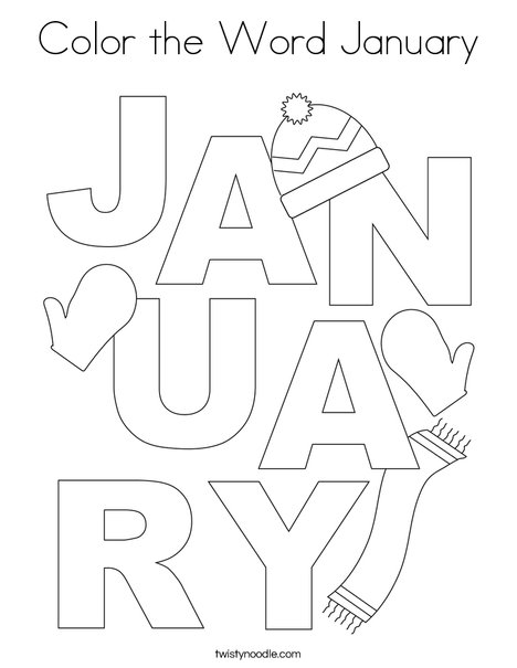 Color the Word January Coloring Page - Twisty Noodle