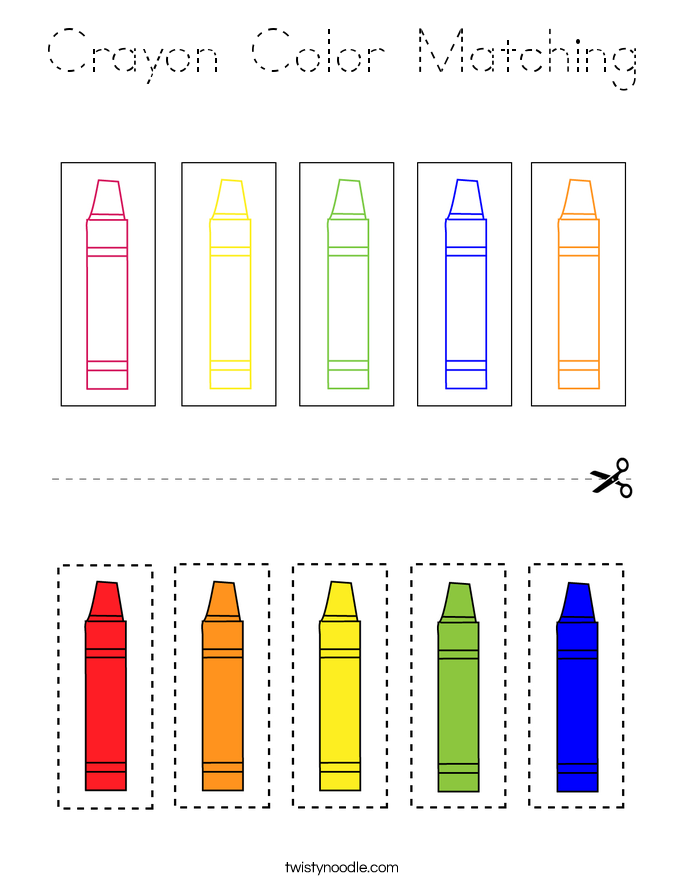 Crayon Color Matching Coloring Page - Tracing - Twisty Noodle Crayon Color Matching Coloring Page - Tracing - Twisty Noodle