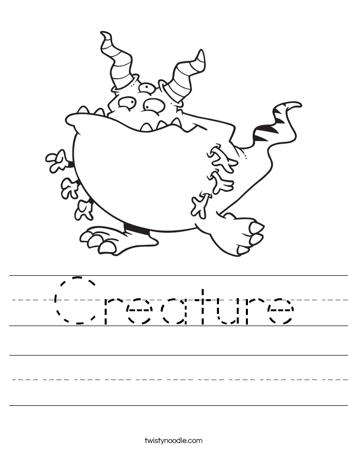 Creature Worksheet Twisty Noodle Creature Worksheet Twisty Noodle