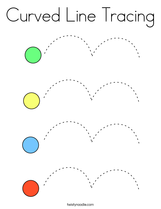 Curved Line Tracing Coloring Page - Twisty Noodle Curved Line Tracing Coloring Page - Twisty Noodle