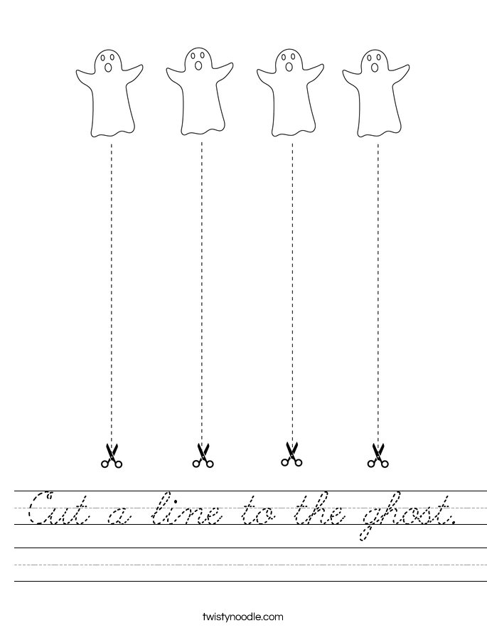 Cut A Line To The Ghost Worksheet Cursive Twisty Noodle