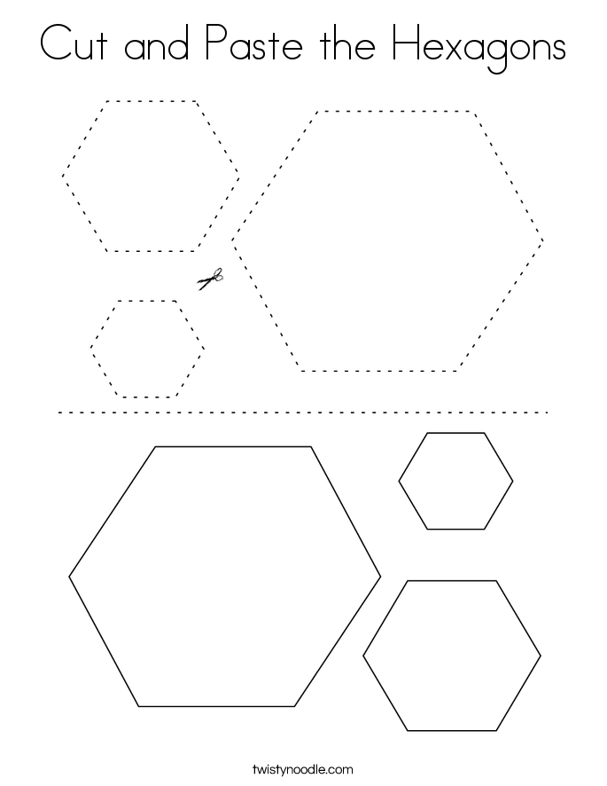 Cut and Paste the Hexagons Coloring Page - Twisty Noodle Cut and Paste the Hexagons Coloring Page - Twisty Noodle