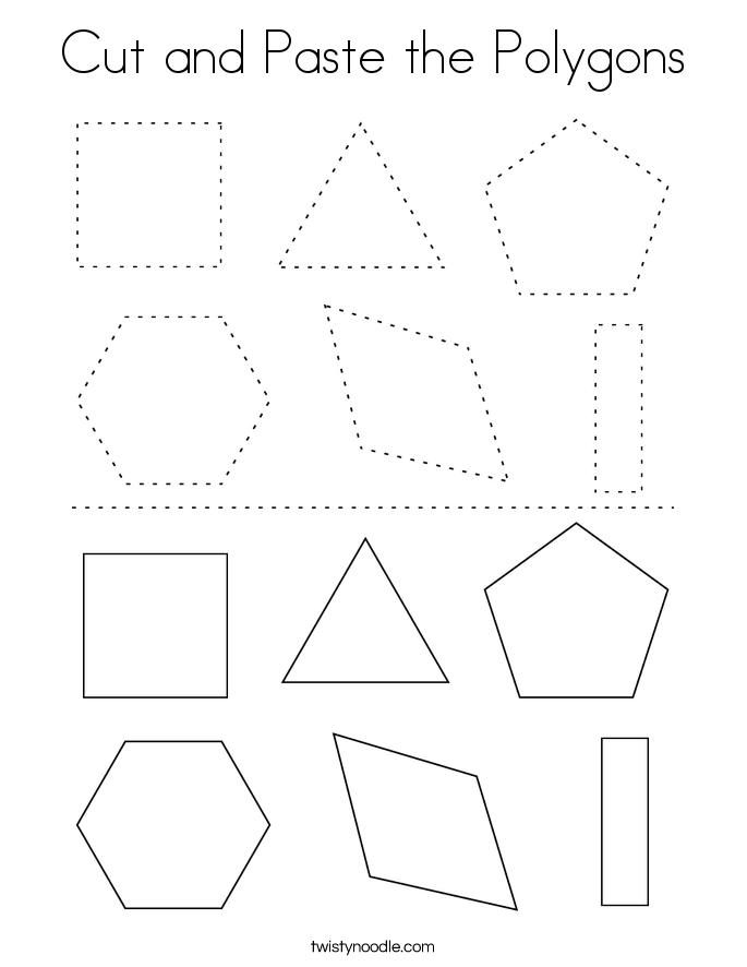 Cut And Paste The Polygons Coloring Page Twisty Noodle