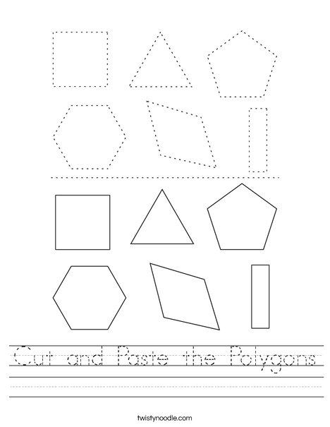 Cut and Paste the Polygons Worksheet - Twisty Noodle