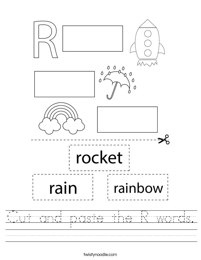 Cut And Paste The R Words Worksheet Twisty Noodle