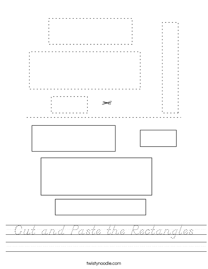 Cut and Paste the Rectangles Worksheet - D'Nealian - Twisty Noodle