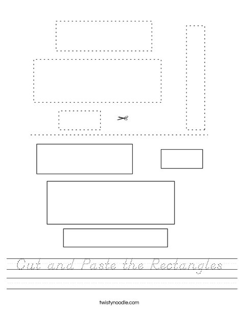 Cut and Paste the Rectangles Worksheet - D'Nealian - Twisty Noodle