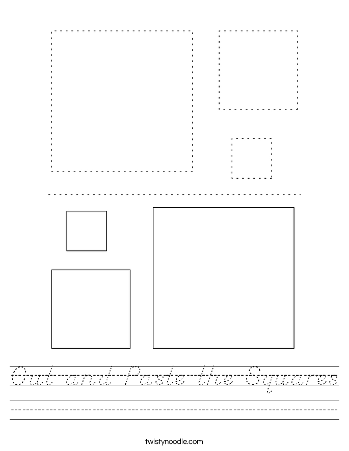 Cut and Paste the Squares Worksheet - D'Nealian - Twisty Noodle