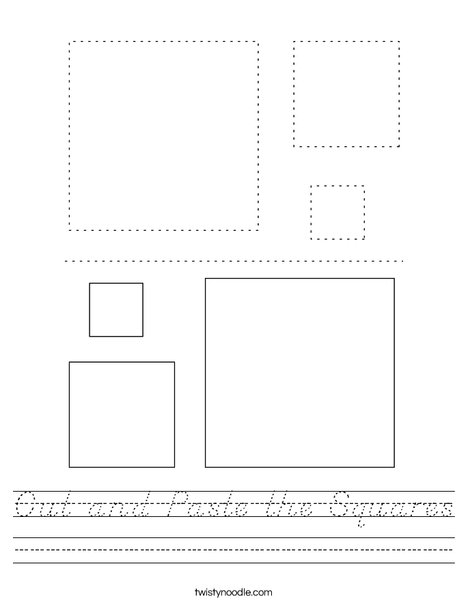 Cut and Paste the Squares Worksheet - D'Nealian - Twisty Noodle