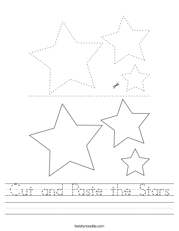 Cut and Paste the Stars Worksheet - Twisty Noodle