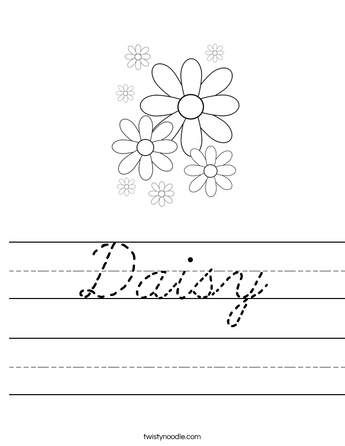 Daisy Worksheet - Cursive - Twisty Noodle