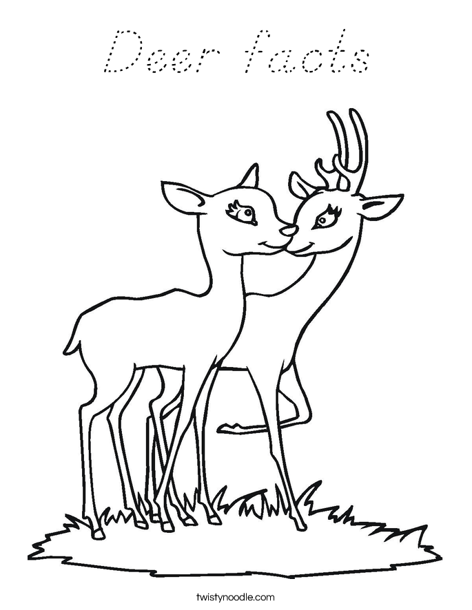 Deer facts Coloring Page - D'Nealian - Twisty Noodle Deer facts Coloring Page - D'Nealian - Twisty Noodle
