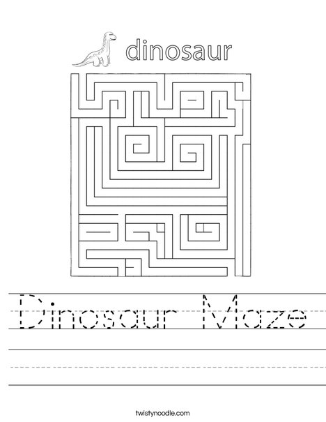 Dinosaur Maze Worksheet - Twisty Noodle